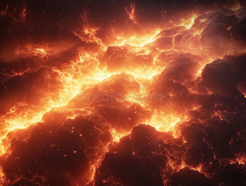 Fire and molten rock stock illustration. Illustration of burning ...