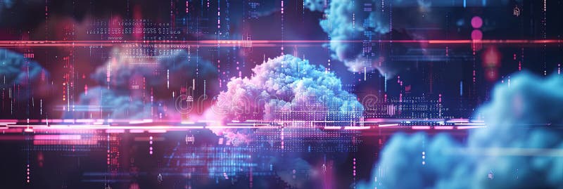 A Digital Art Image Depicting Cloud Computing with Abstract Clouds and ...