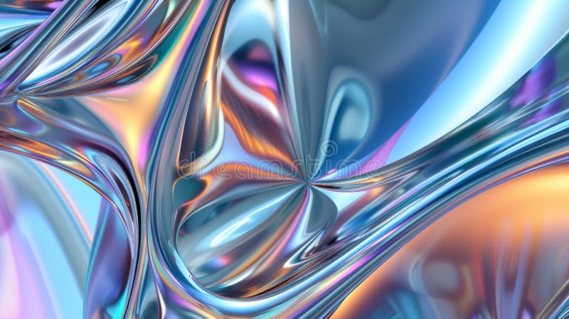 A Digital Art Image Showcasing Iridescent Liquid Metal with Abstract ...
