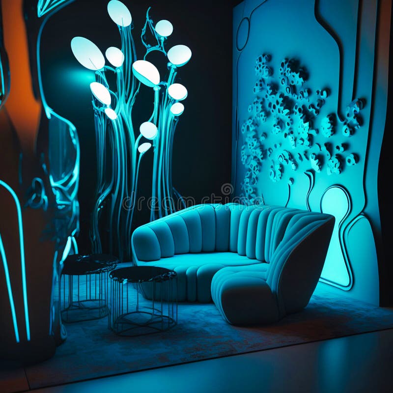 Digital Art Immersion Environment Interior, Generative AI Stock ...