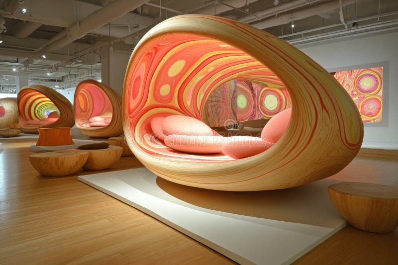 Digital Art Installation Featuring Multiple Screens Displaying Urban Landscapes and Abstract ...