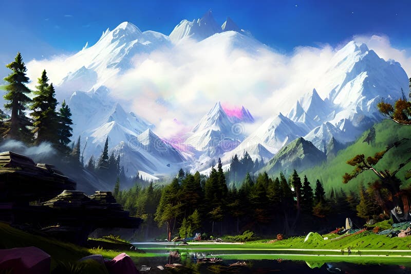 Digital Art Landscape Background Wallpaper Stock Illustration ...