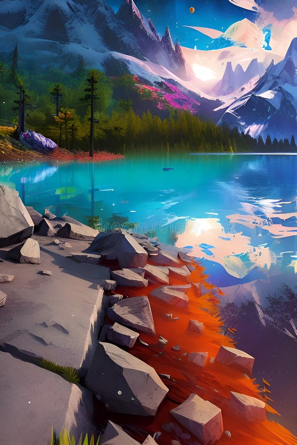 Digital Art Landscape Background Wallpaper Stock Illustration ...