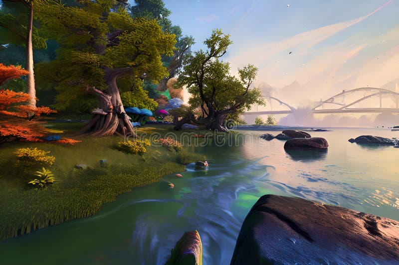 Digital Art Landscape Background Wallpaper Stock Illustration ...