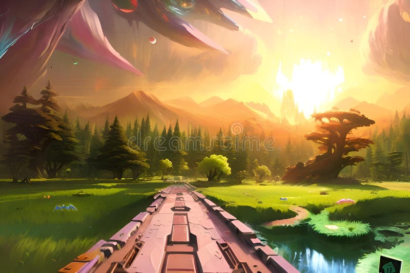 Digital Art Landscape Background Wallpaper Stock Illustration ...