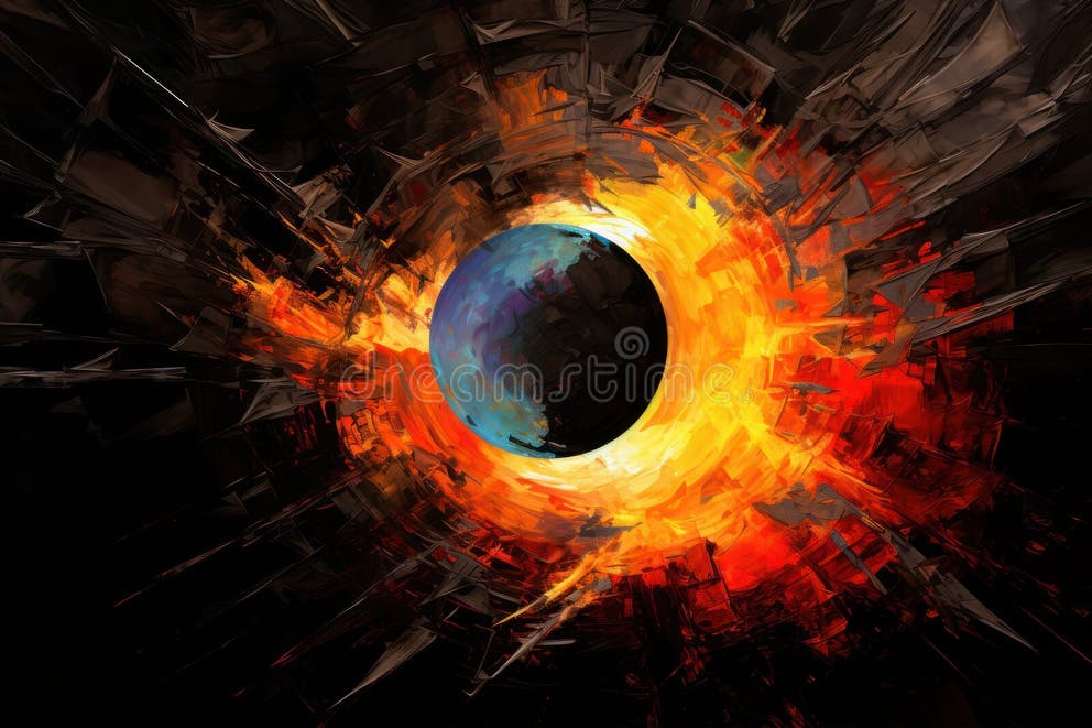 Digital Art of Lunar Eclipse: Abstract Night Sky with Surreal Cosmic ...