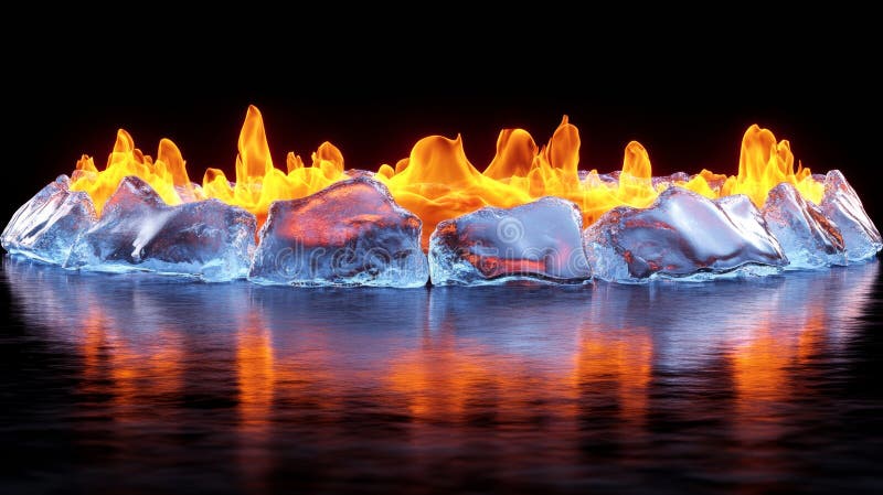 A Digital Art Masterpiece: Fiery Ring of Contrasting Elements Stock ...