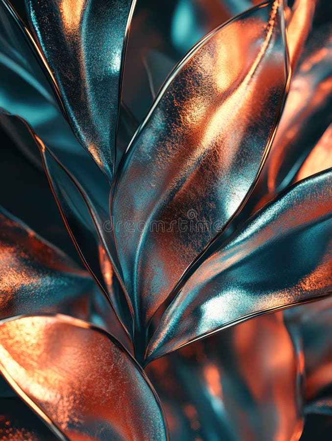 Digital Art of Metallic Leaves Stock Illustration - Illustration of ...