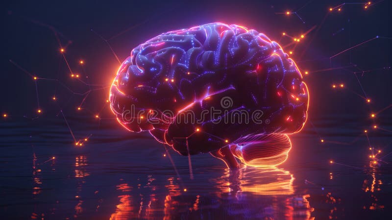 Digital Art of Neon Glowing Brain with Neural Connections on a Dark ... Digital Art of Neon Glowing Brain with Neural Connections on a Dark ...