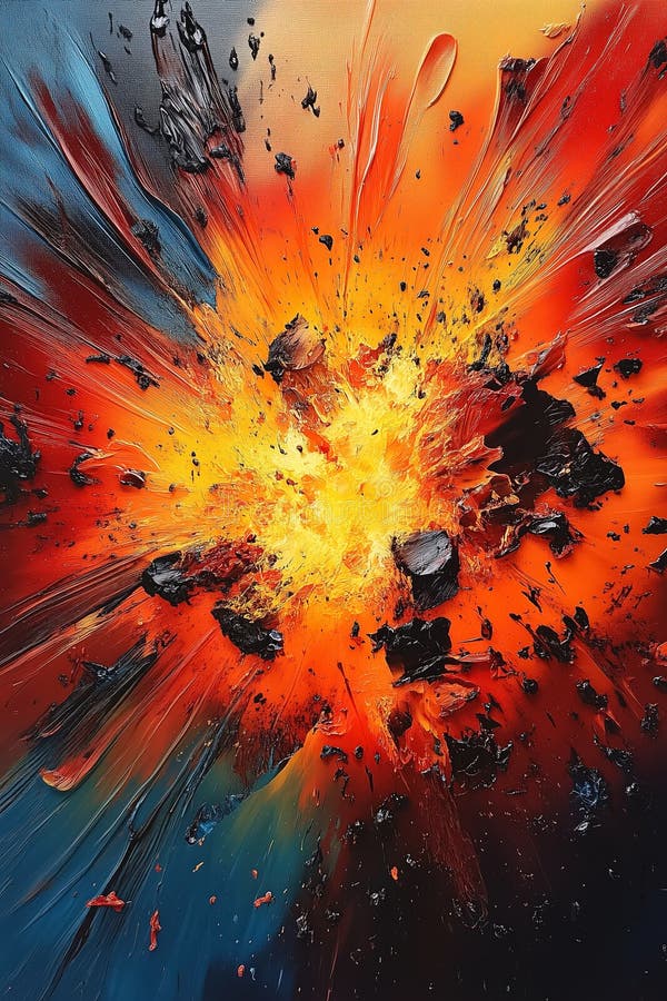 Painting of an explosion stock illustration. Illustration of heat ...
