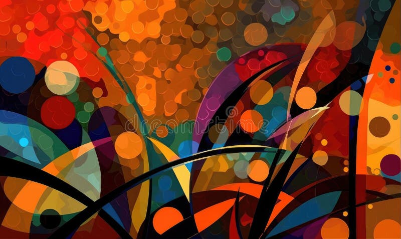 Digital Art Painting Red Blue Stock Illustration - Illustration of ...