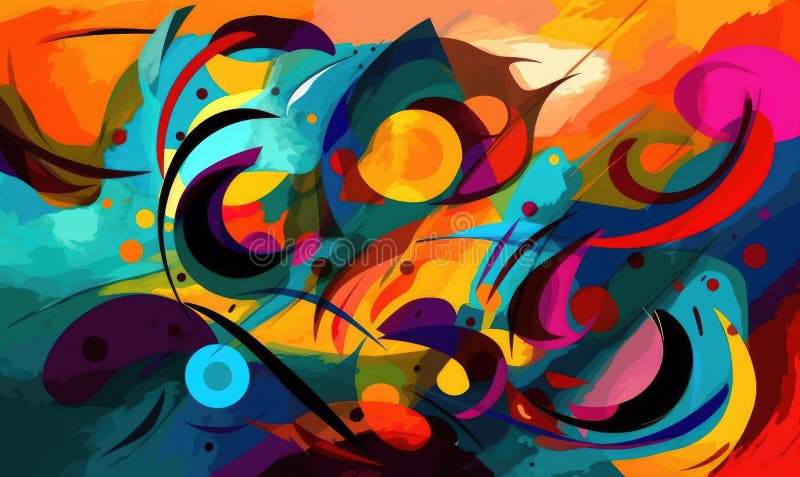 Digital Art Painting Red Blue Stock Illustration - Illustration of ...