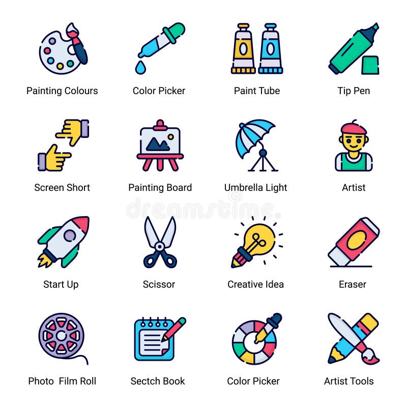 Digital Art and Photography Icon Set Stock Vector - Illustration of ...