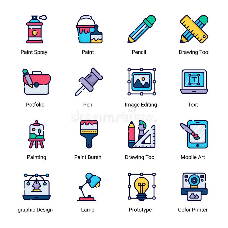 Digital Art and Photography Icon Set Stock Illustration - Illustration ...