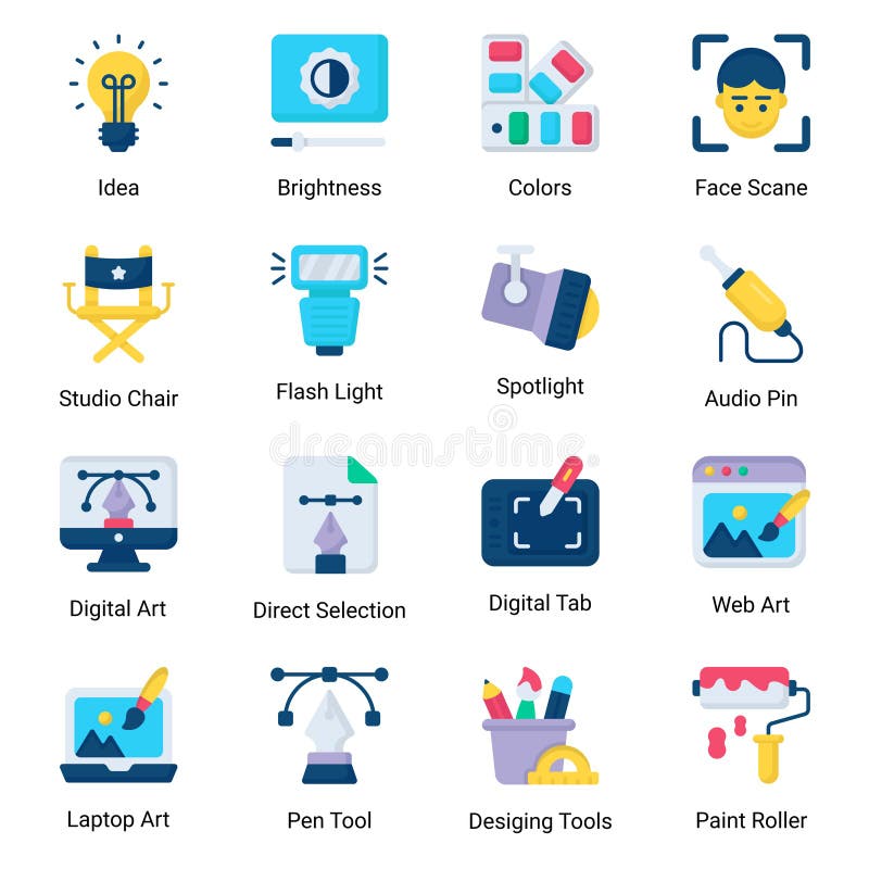 Digital Art and Photography Icon Set Stock Vector - Illustration of ...