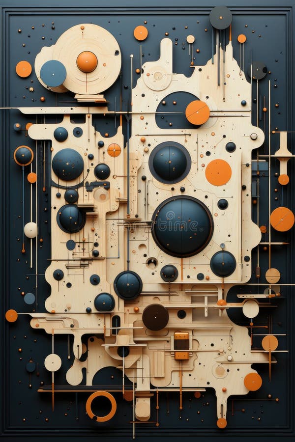 A Digital Art Piece with Circles and Shapes. Stock Illustration ...