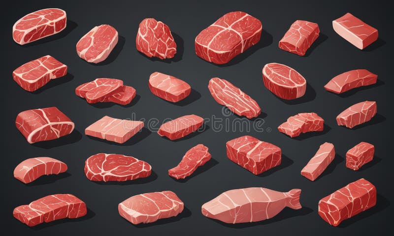 Meat vector set stock illustration. Illustration of freshness - 330485856