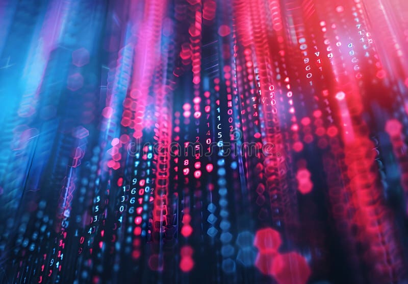 Abstract Digital Art: Red & Blue Data Visualization Stock Illustration ...