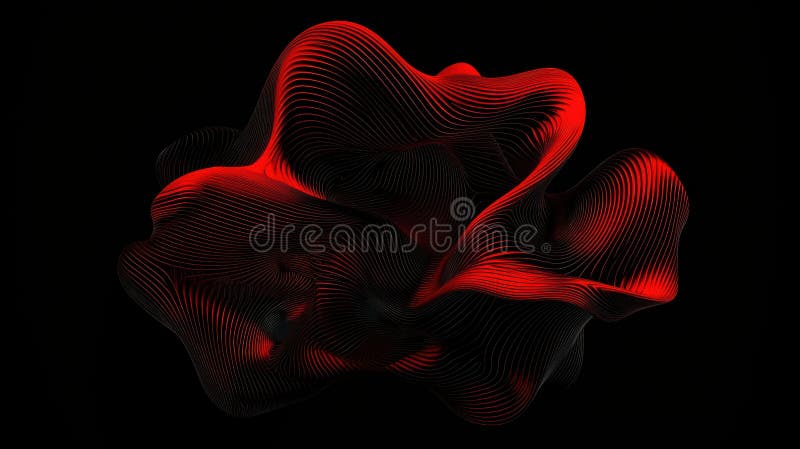 A Digital Art Piece Featuring a Complex, Abstract Design in Red and ...