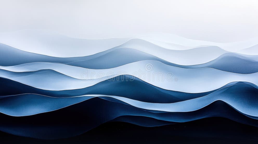 A Digital Art Piece Featuring a Gradient of Blue and White, with a Wave ...