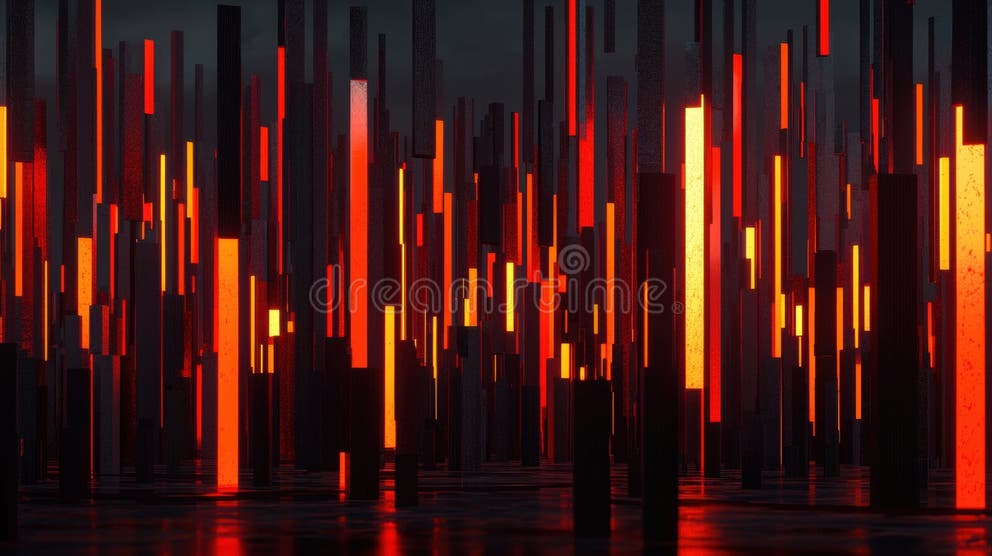 A Digital Art Piece Featuring a Grid of Glowing Orange and Red ...