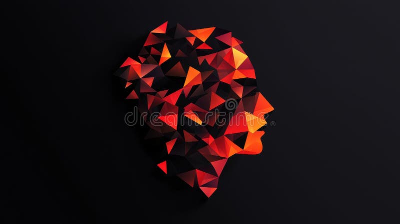 A Digital Art Piece Featuring a Human Face Composed of Red and Orange ...