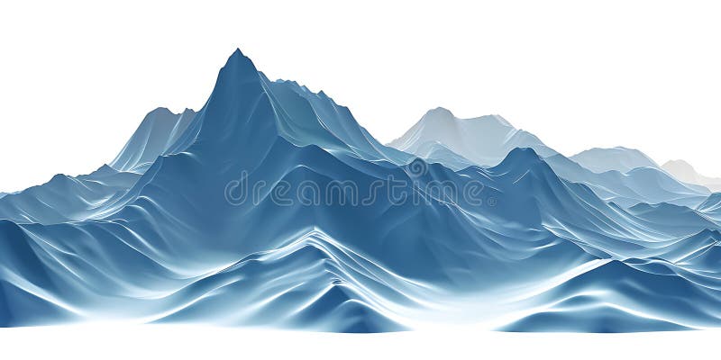 A Digital Art Piece Featuring Stylized Mountains with Sharp Peaks and ...