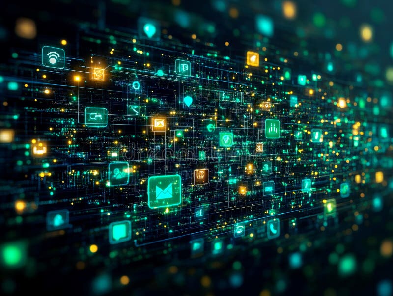 Digital Art Piece Showcasing Data and Connectivity, Featuring an ...