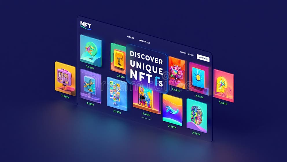 Discover Unique Digital Art and Collectibles on this Platform Stock Photo - Image of layout ...