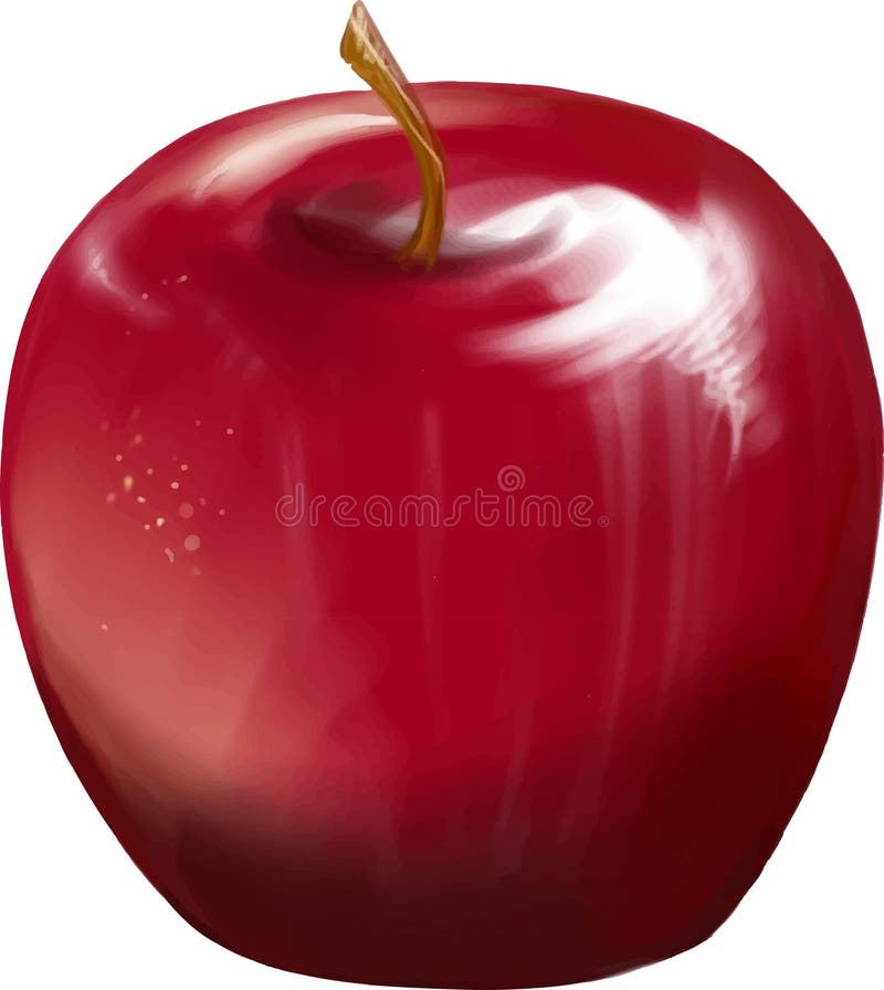 Digital Art Red Shiny Apple Isolated Vector Stock Vector - Illustration ...