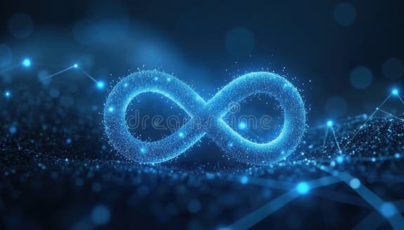 Digital Art Rendering Infinity Symbol Made Data Points Glowing Lines on ...