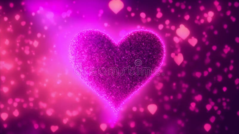 A Sparkling Heart Shape Formed by Glowing Particles on a Purple ...