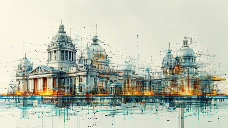 Digital Art Representation of a Grand Architectural Structure Stock ...