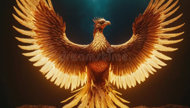 Majestic Phoenix in Fiery Glow Stock Image - Image of powerful, artwork ...