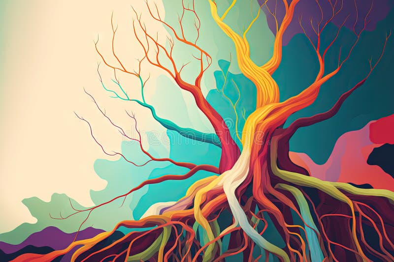Digital Art Roots Linkages Colorful Stock Illustration - Illustration ...