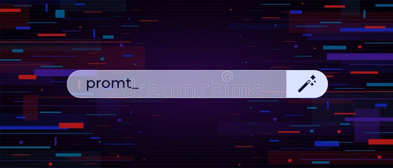 Digital Art of a Search Bar with Tech Elements and Colorful Lines Stock ...