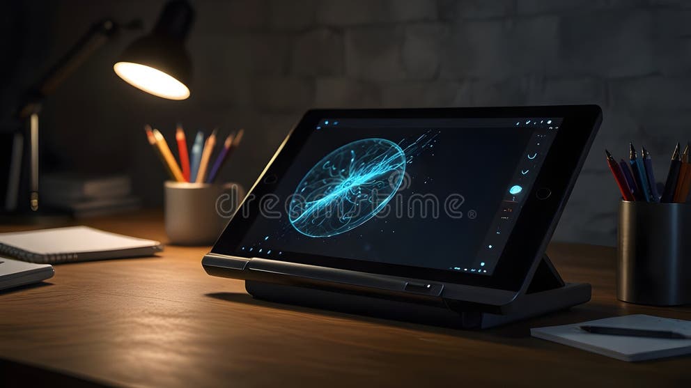 Digital Art Setup with Advanced Drawing Tablet Stock Illustration ...