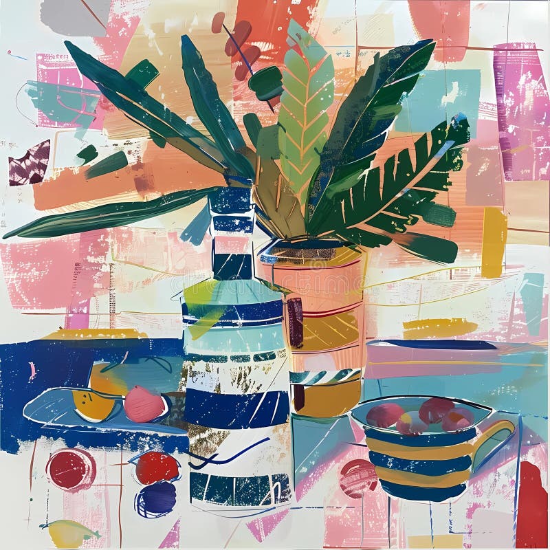 Digital Art of Still Life and Kitchen Objects Stock Illustration ...