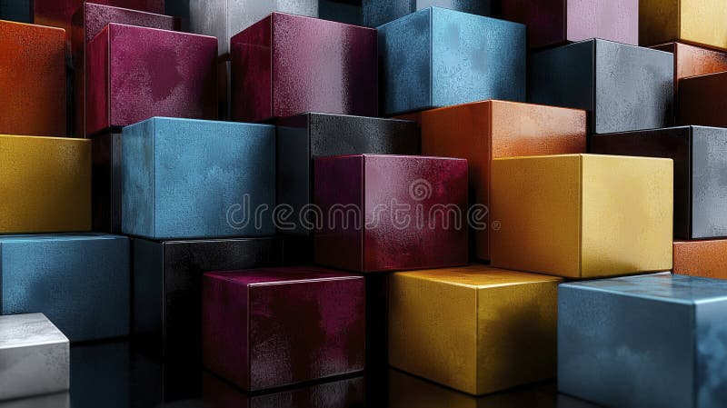 Digital Art Studio Vibrant Display of Colorful Stacked Blocks in Bold ...