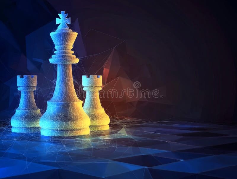 Digital Art Style of Chess Pieces Left Side on Chess Board Stock ...