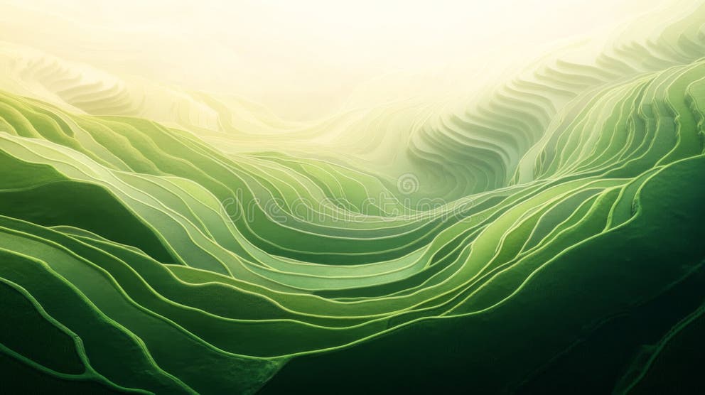 Digital Art Terraced Rice Fields Stock Illustration - Illustration of ...