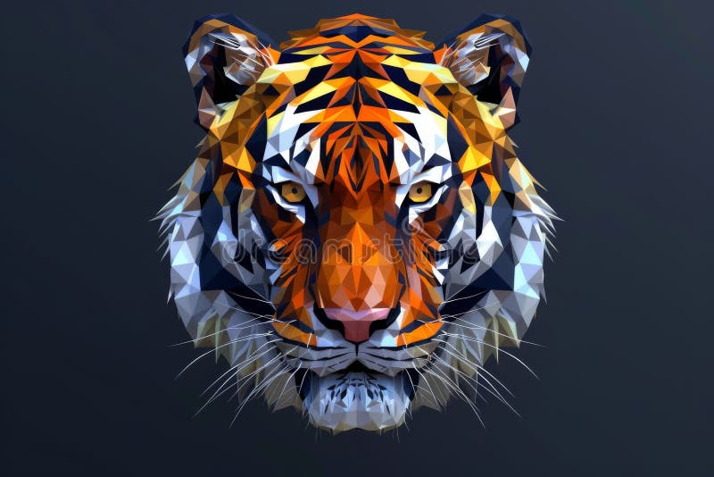 Digital Art of a Tiger in a Captivating Lowpoly Style with Sharp ...
