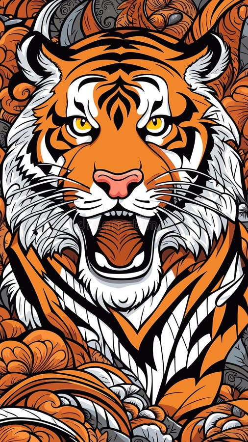 Tiger Head Cartoon Vector Art AI Generated Stock Vector - Illustration of white, animal: 289234066