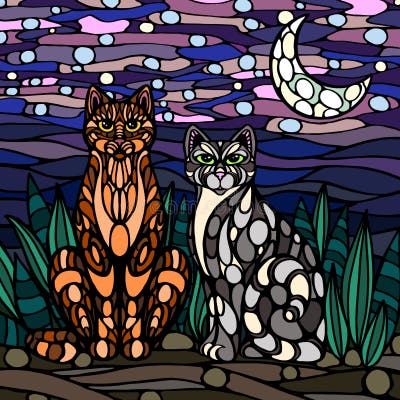 Line Drawing Two Cats Stock Illustrations – 386 Line Drawing Two Cats ...