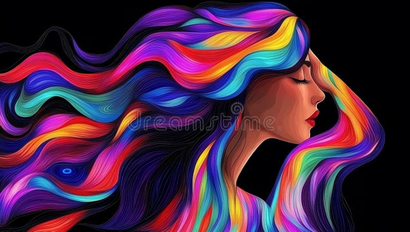 Digital Art is Utilized To Create a Portrait of a Woman in a Modern ...