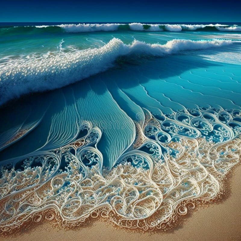 A Digital Art of a Wave with the Words Ocean on it Stock Illustration ...