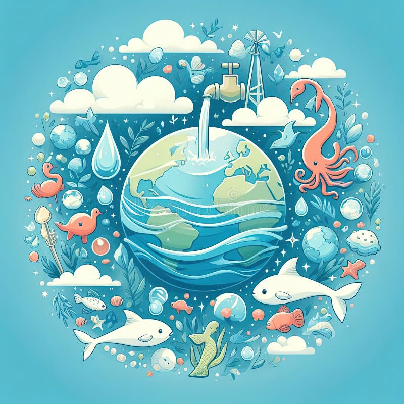 A Digital Art of World Water Day Stock Illustration - Illustration of ...