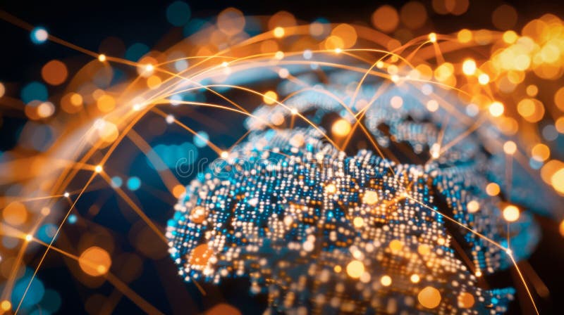 Digital Art of Worldwide Network Connection - Technological Illu Stock ...