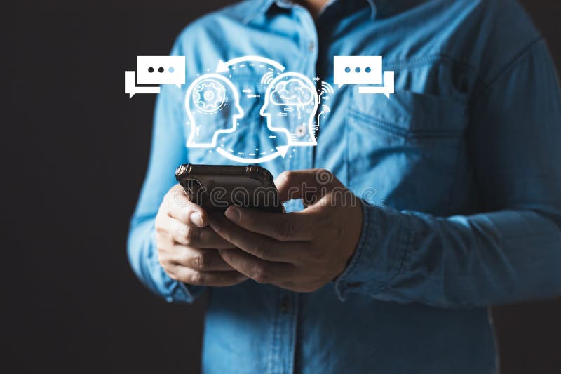 Digital Artificial Intelligence Ai Technology Disruption Conceptman Use Smartphone Command