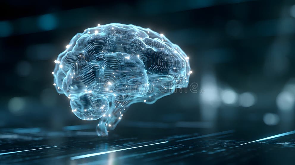 Digital Artificial Intelligence Brain with Glowing Neural Connections ...